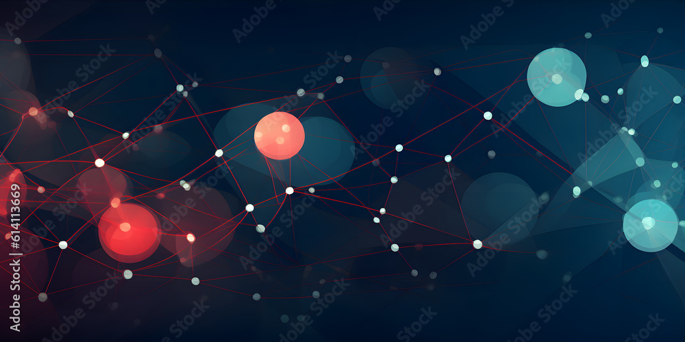 Circular map of data points and lines, on a blue background, in the ...