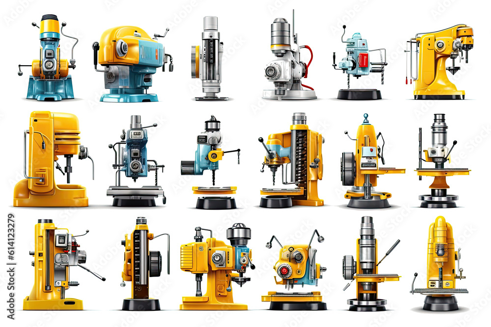 Different machine tool types collection photo realistic. Generative ai ...