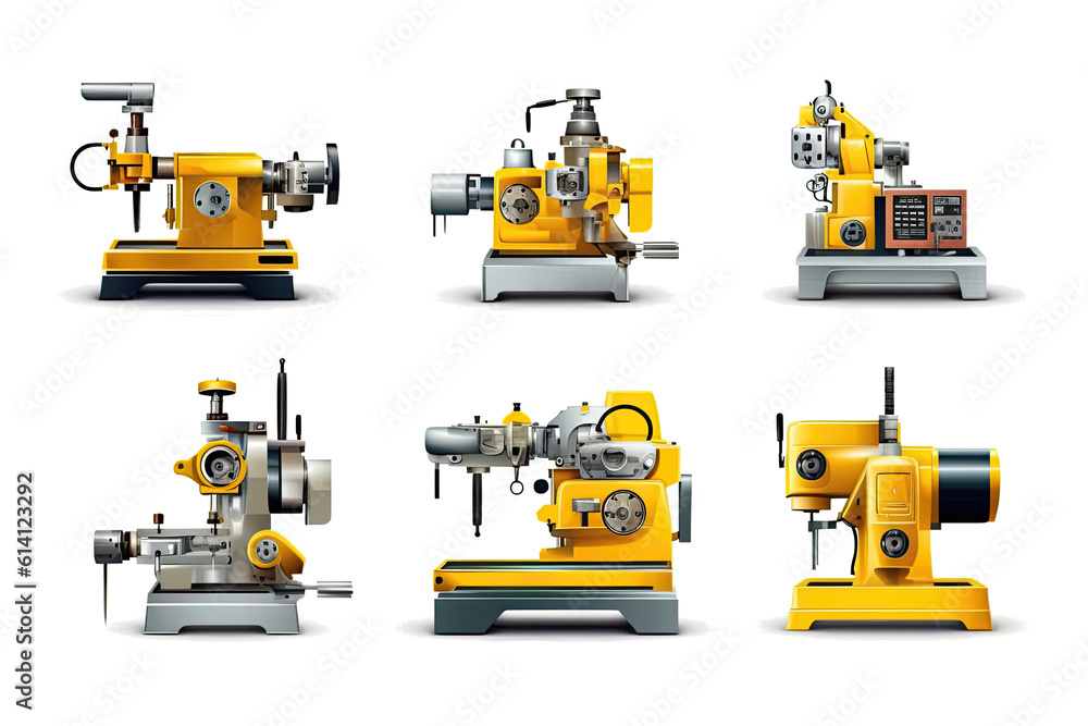 Different machine tool types collection photo realistic. Generative ai ...