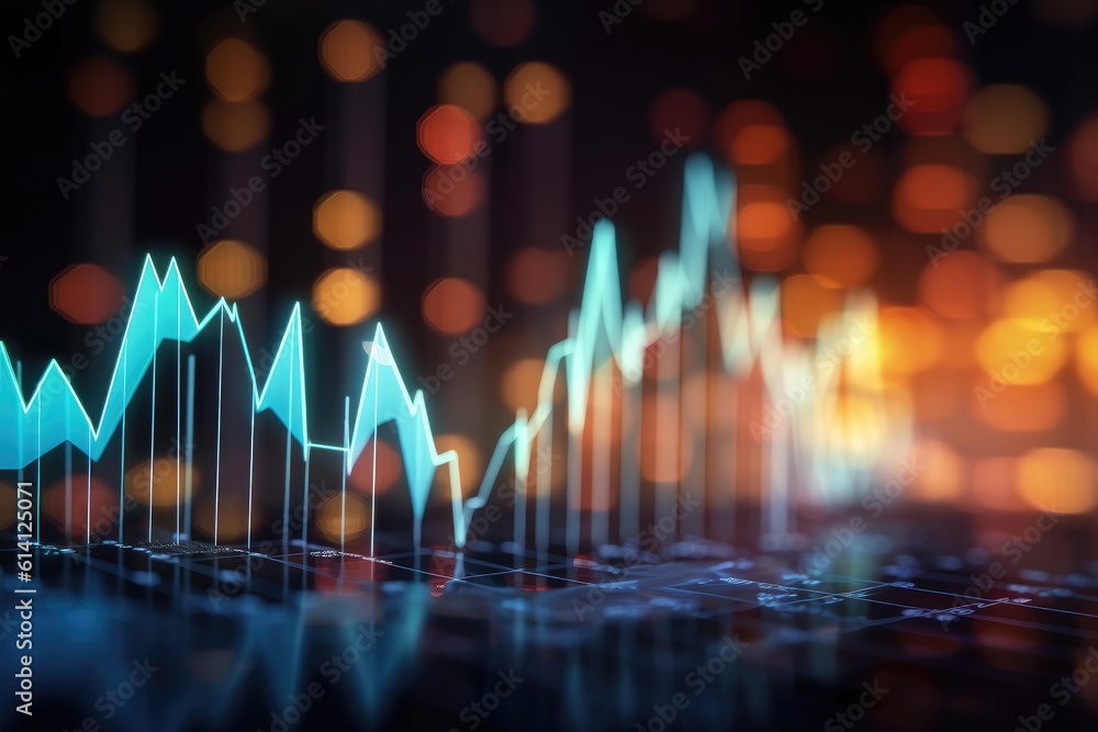 Stock market digital graph chart. A large display of daily stock market ...