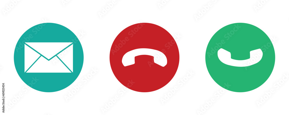 Set phone call icons.Accept call, decline and message handset button ...