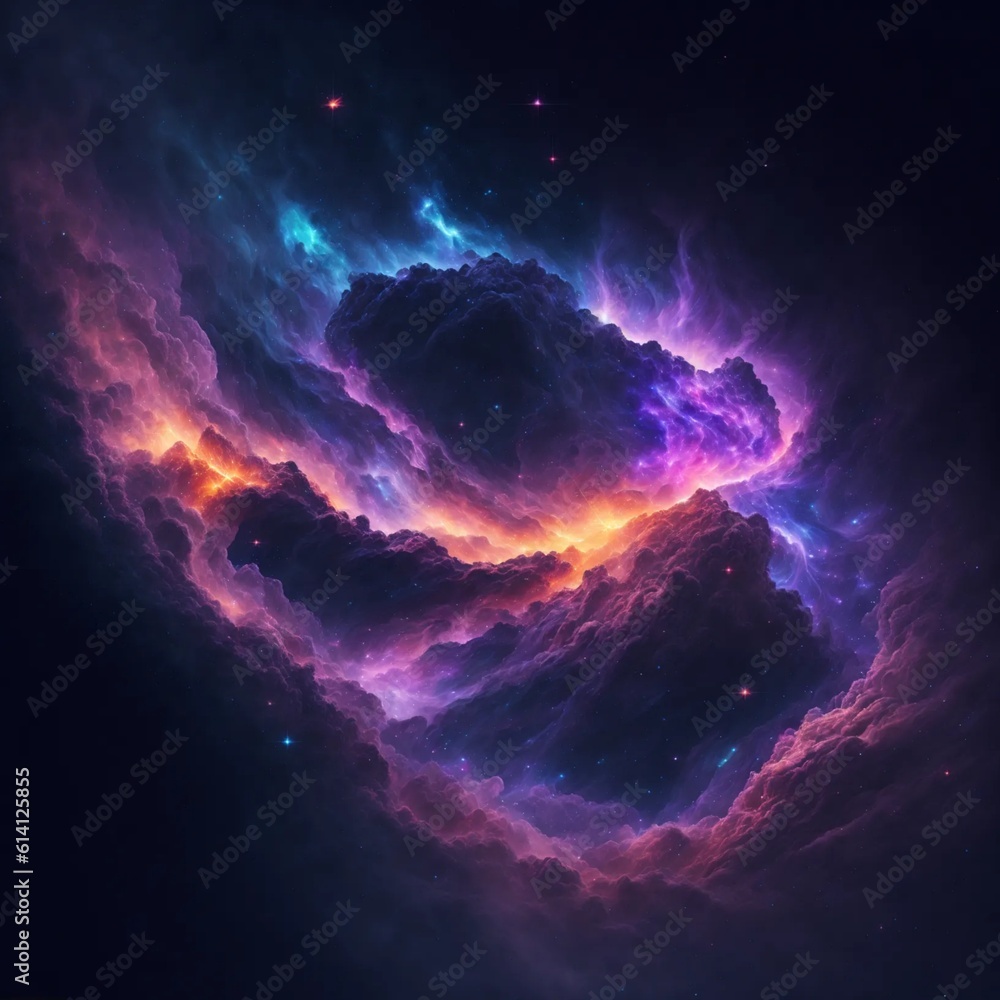 Colorful space galaxy cloud nebula. Stary night cosmos. Universe ...