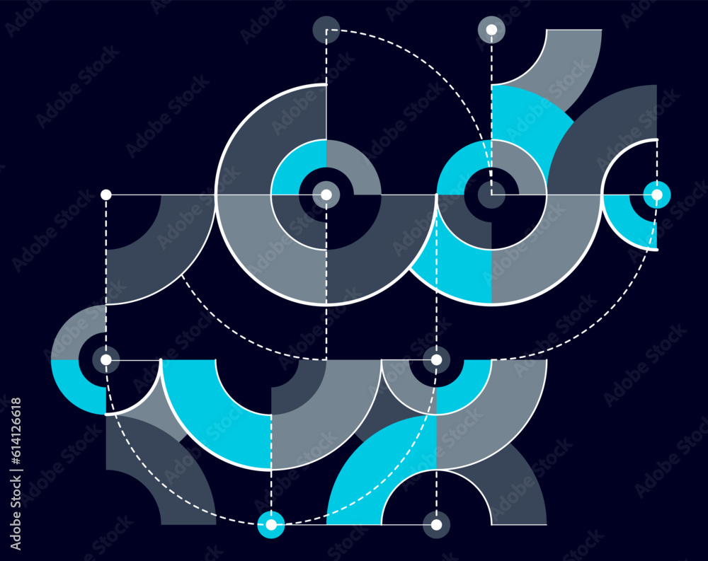 Abstract tech engineering draft vector background over dark, mechanical ...