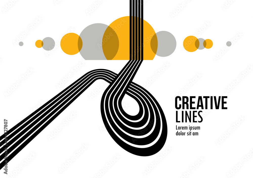 Future lines in 3D perspective vector abstract background, black and ...