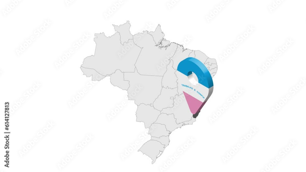 Location State of Espirito Santo on map Brazil. 3d Espirito Santo flag ...