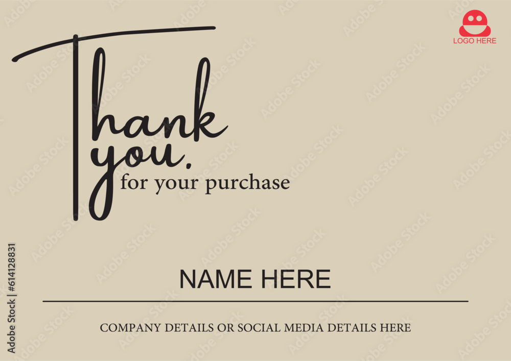 Thank you for your purchase. modern design with calligraphic background ...