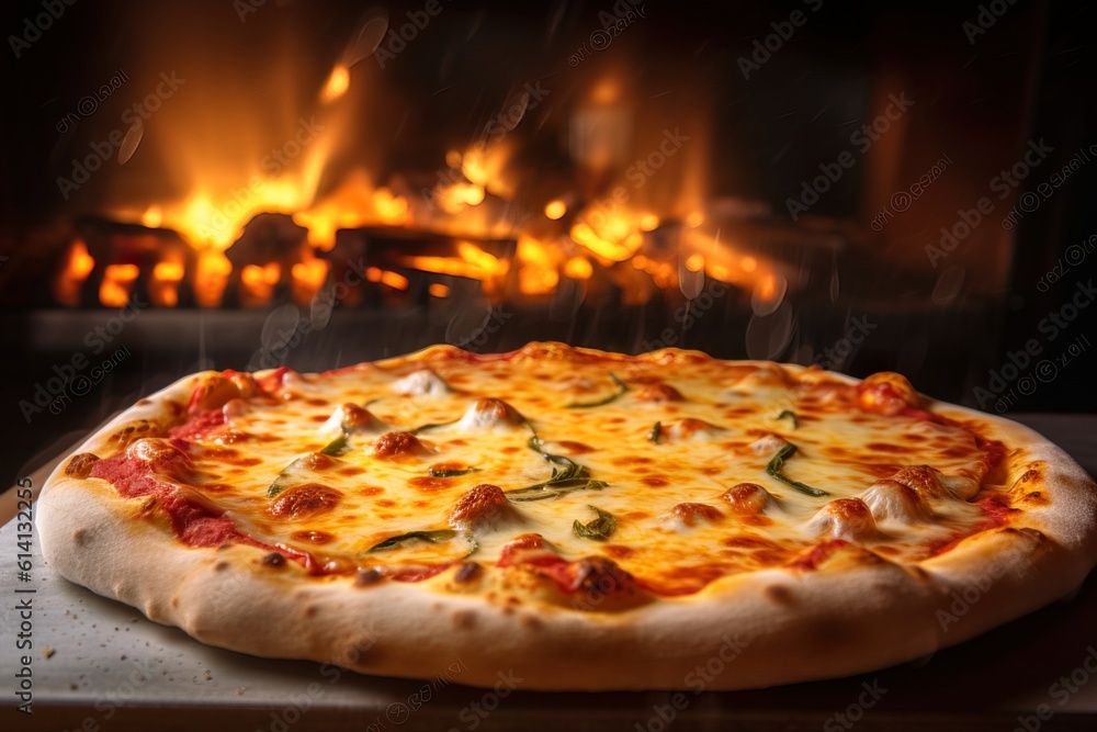 Hot pizza fresh out of the oven, with melted cheese oozing out ...
