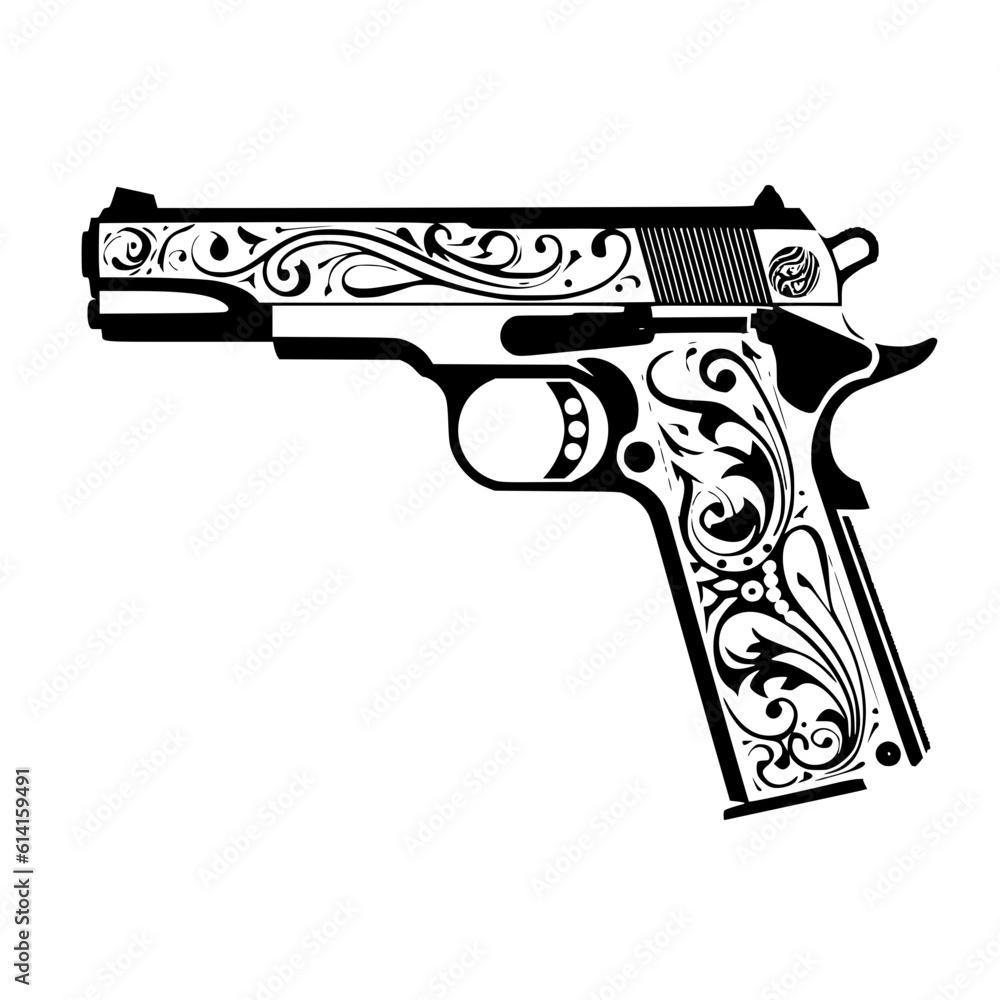 Gun Svg, 1911 Svg, Gun Cut File, Pistol Graphic, Handgun clipart, 1911 ...