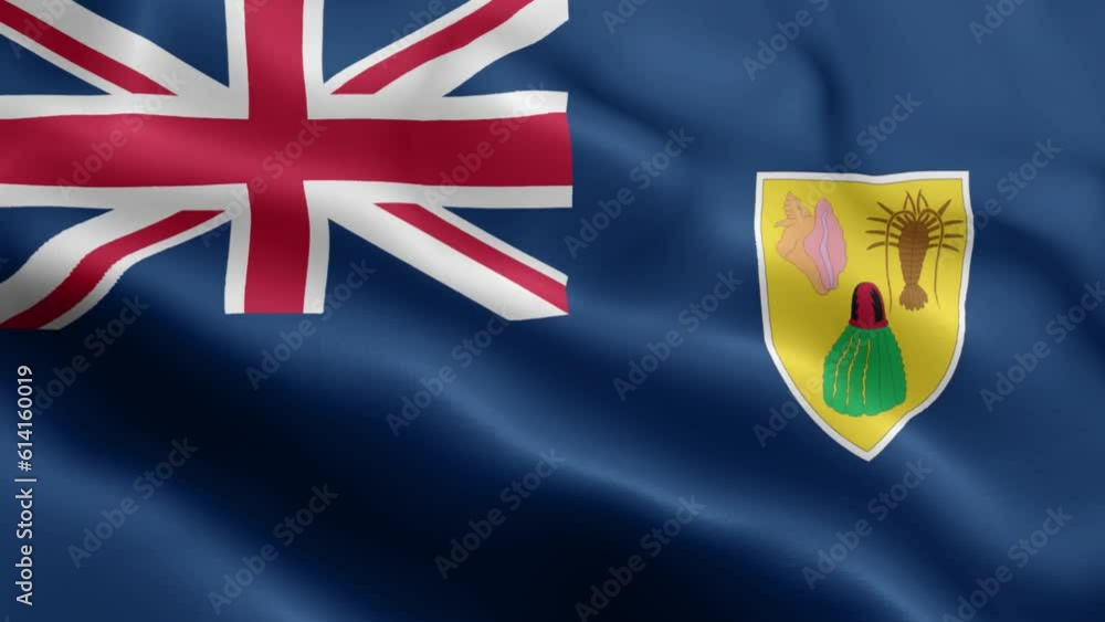 4k render Turks and Caicos Islands Flag video waving in wind Chromakey ...