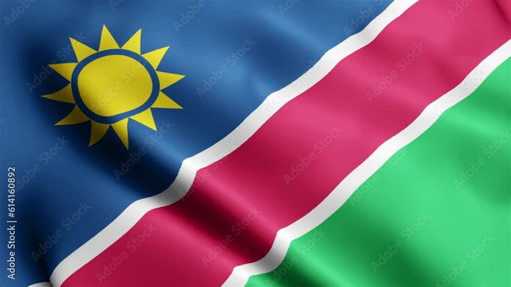 4k render Namibia Flag video waving in wind Chromakey rendering ...