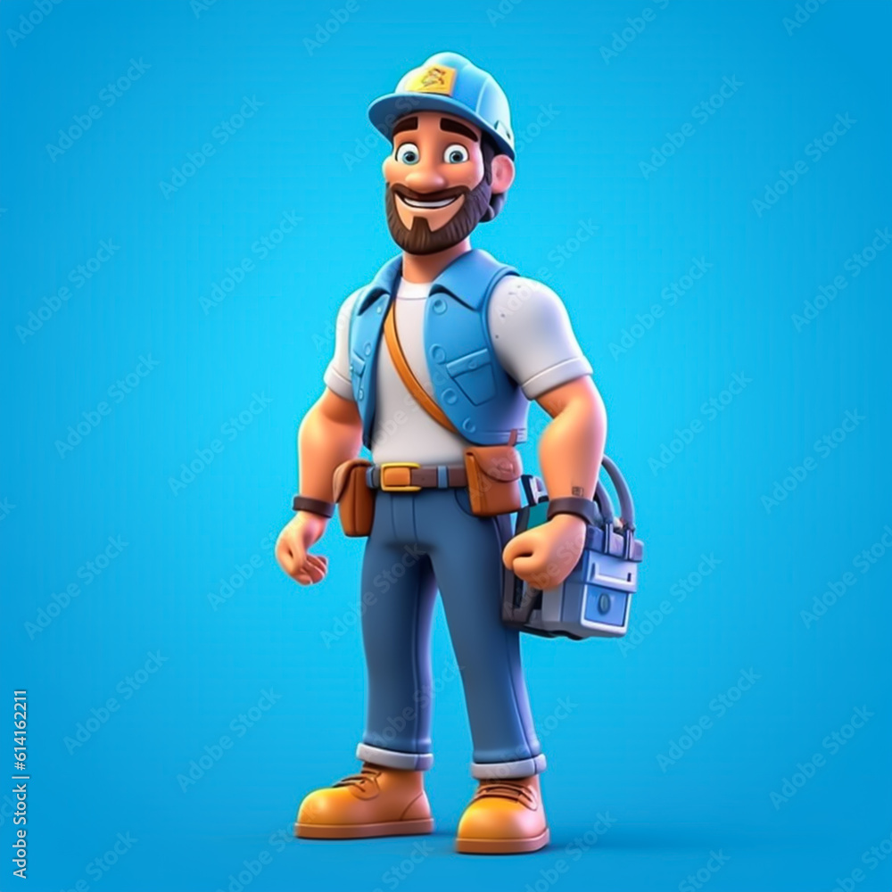 3d Worker character, 3d character man, 3d labor character, labor day ...
