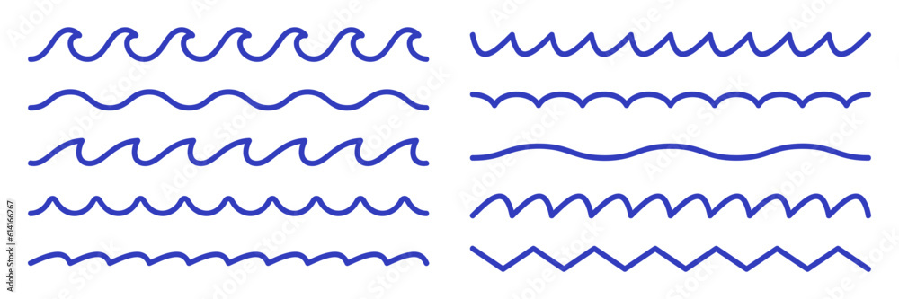 Set of line water waves icon. Sea waves vector illustration flat simple ...