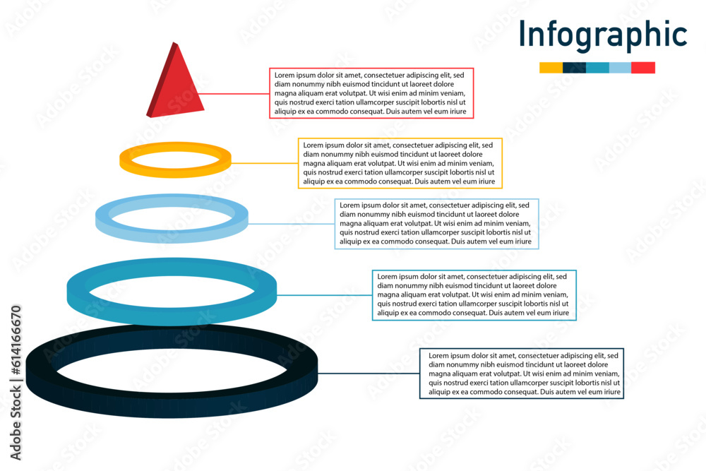 Vector infographic template with 3D 5 options, steps, and segments ...