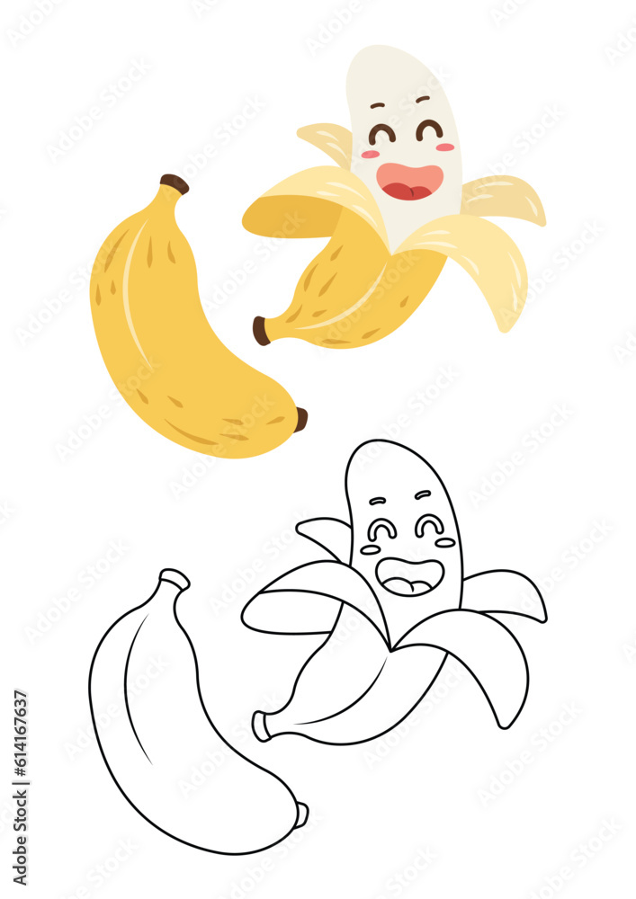 Banana cute vector illustration cartoon isolated on white background ...