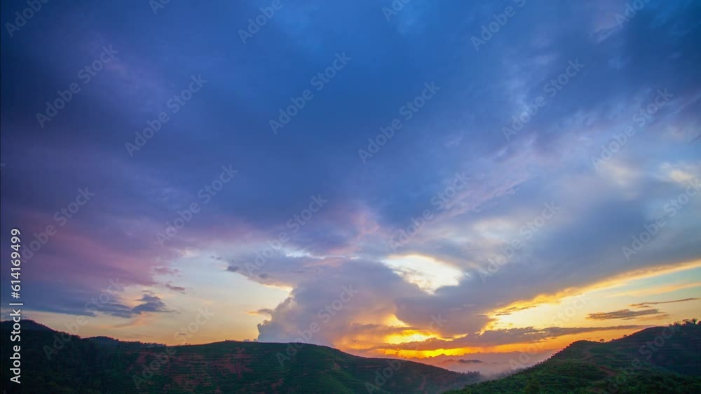Vidéo Stock .Timelapse Clouds Forming a Whirlwind in stunning sunset ...