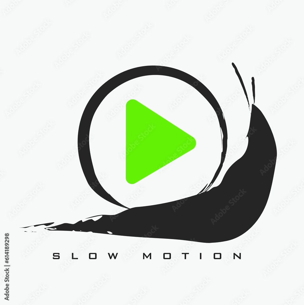 Slow motion video logo. Modern snail design, with brush stroke line art ...