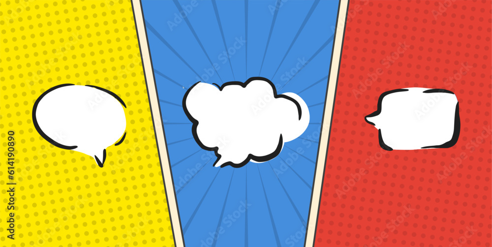 Vector Abstract Comic Page, Color Comic Background With Clouds and ...