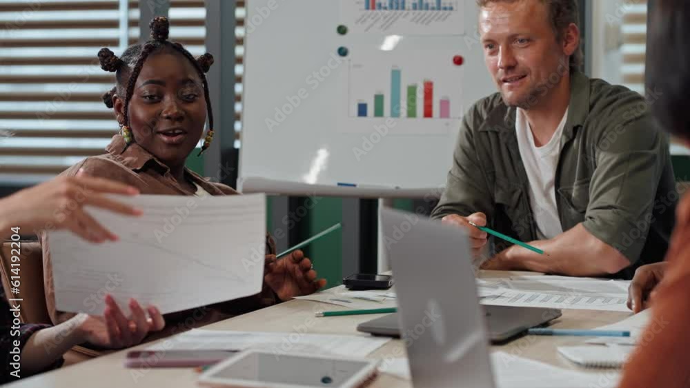 Group of diverse business people work as a team in the modern corporate ...