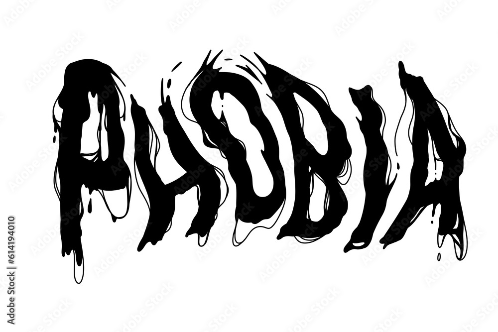 phobia typography disorder illustration cool design hand draw black ink ...
