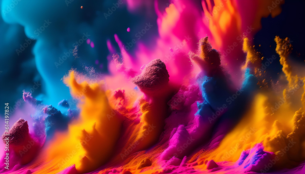 Illustration of Vivid Colored Powder Explosion Background Template. A ...
