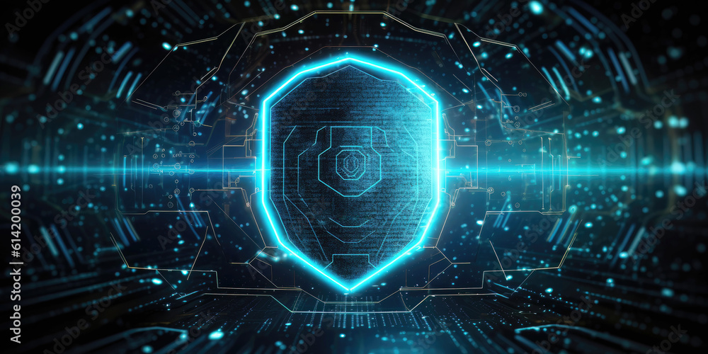 Digital shield as cyber network security protection concept (Generative ...