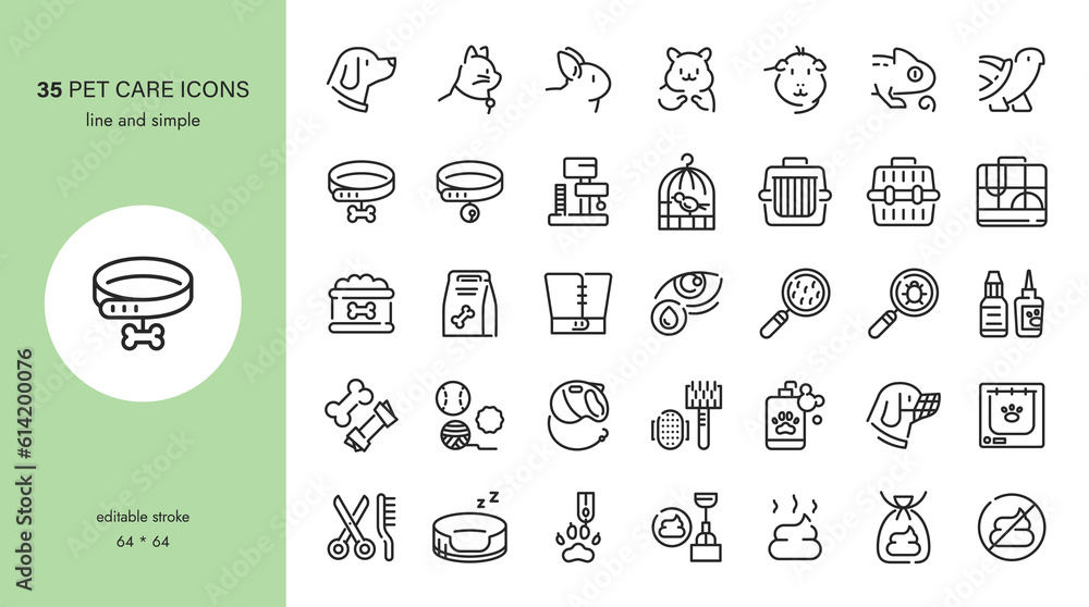 Pet Care Icons Set. Pet Care Accessories. Dogs, Cat, Rodents and other ...
