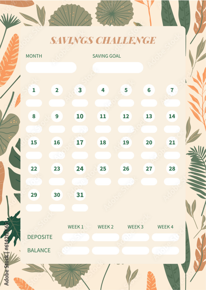 Saving Challenge Tracker Template. 31 Day Habit Tracker Template ...