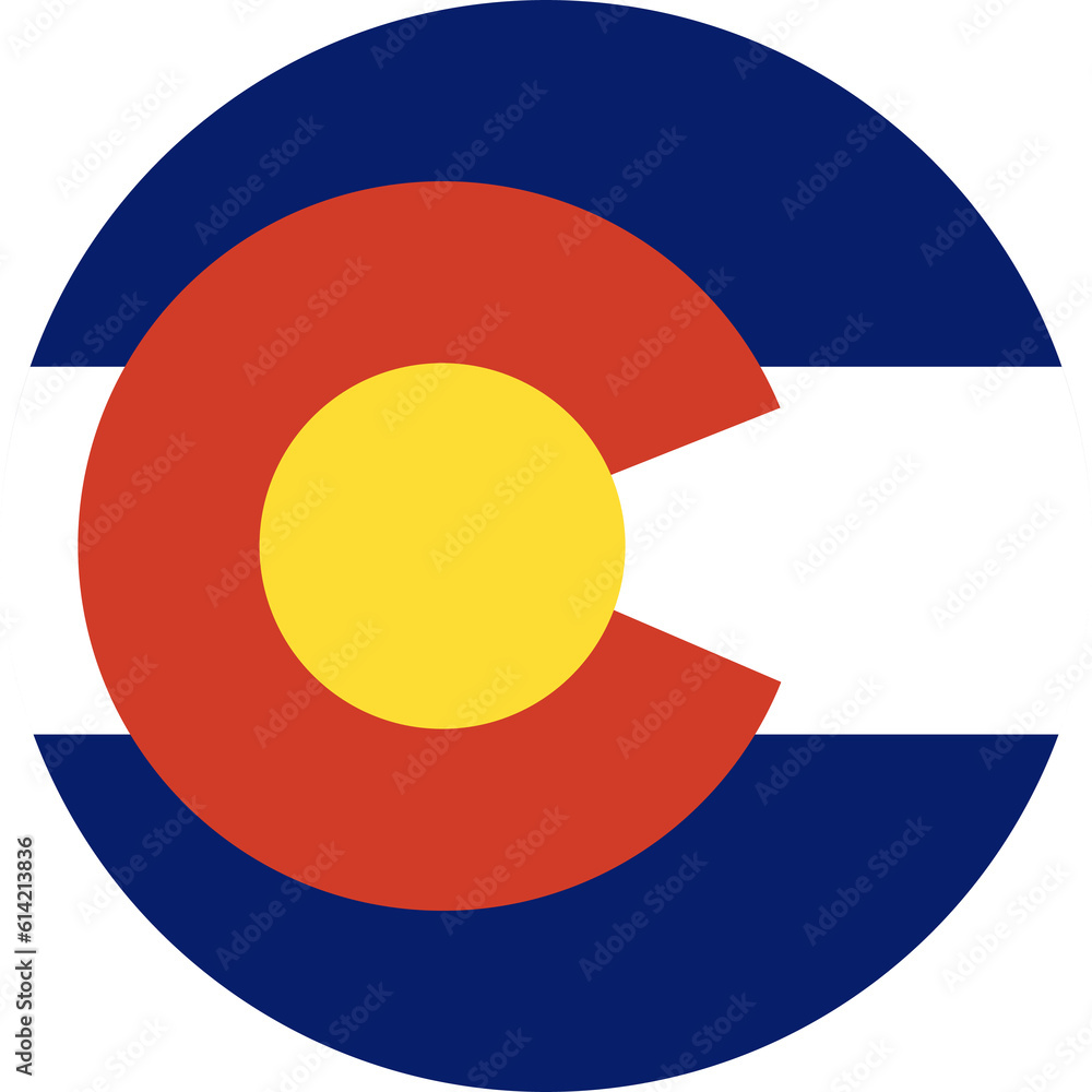 Colorado circle flag. State of Colorado symbol. USA circular shape ...