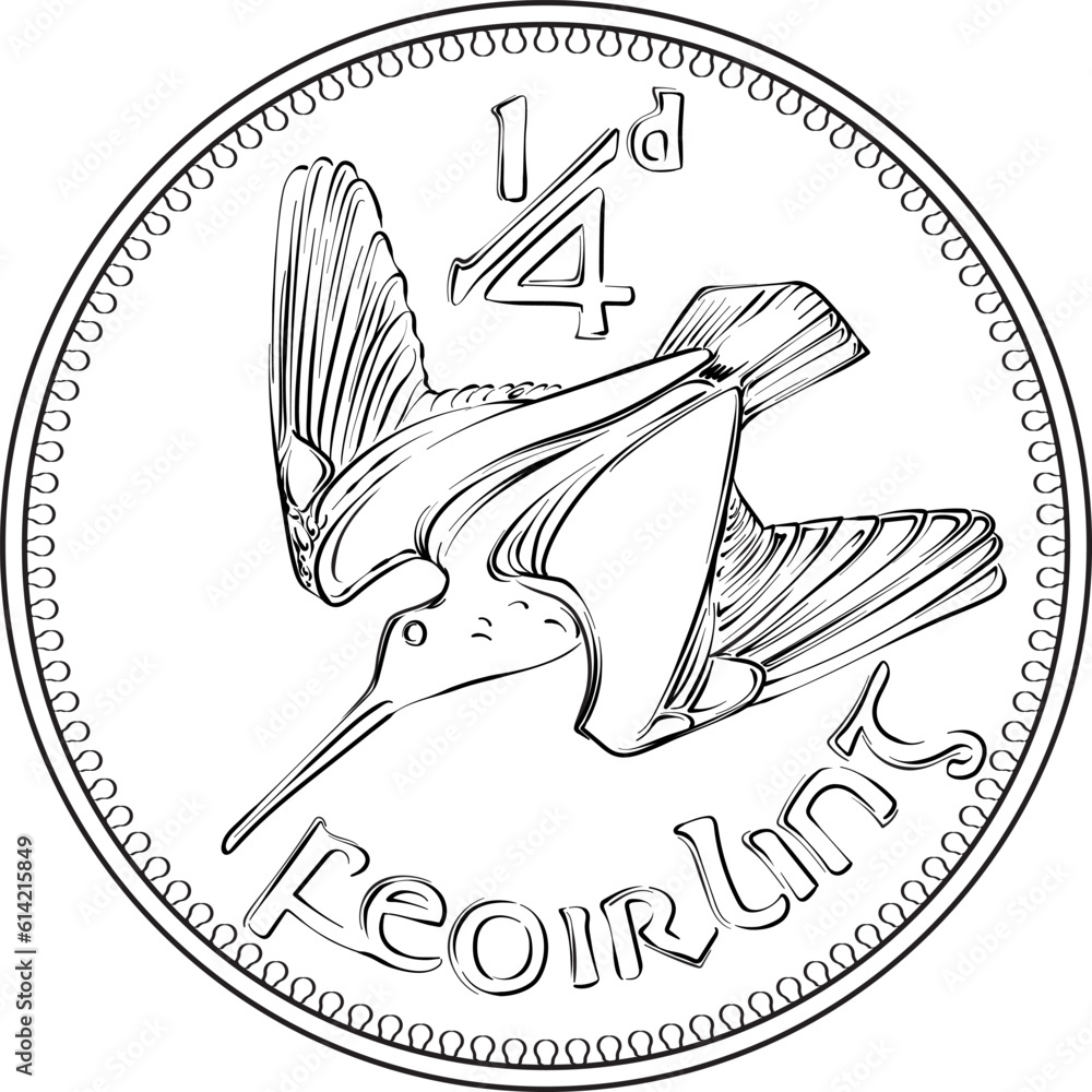 Irish money Pre-decimal gold coin Farthing with woodcock on reverse ...