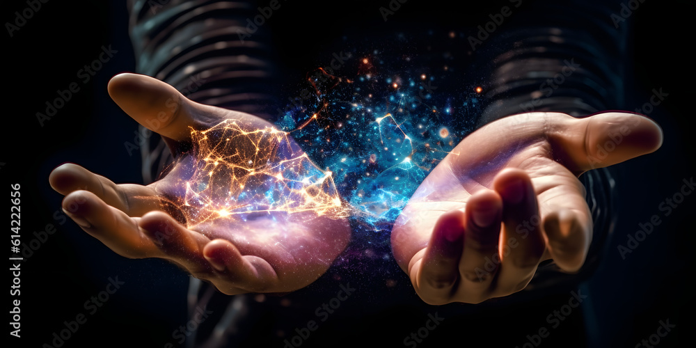 DX, digital transformation background. Digital sparks or framework ...