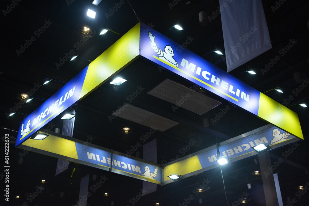 Michelin tires booth signage at Inside racing bike festival in Pasay ...