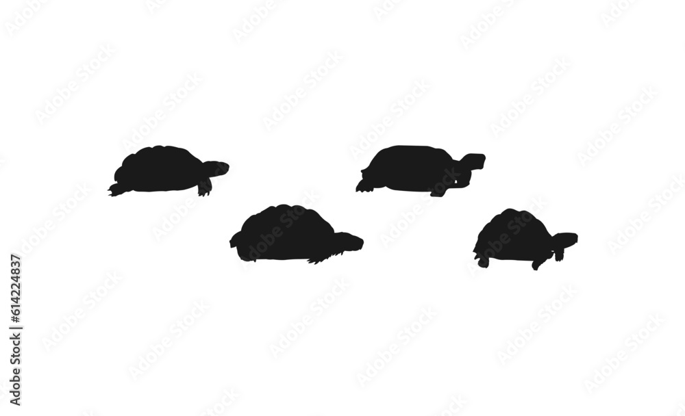 Aldabra Giant Tortoises Silhouette Vector Set Of Black Silhouette Big