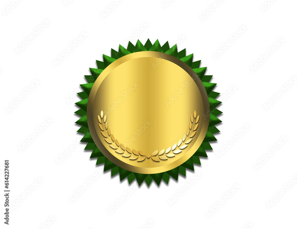 Elegant Shiny Green & Gold Medal Award Transparent Background PNG ...
