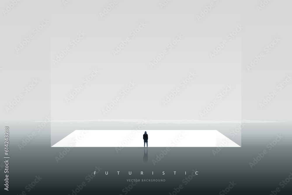 Surreal futuristic landscape. Modern minimal abstract panoramic ...