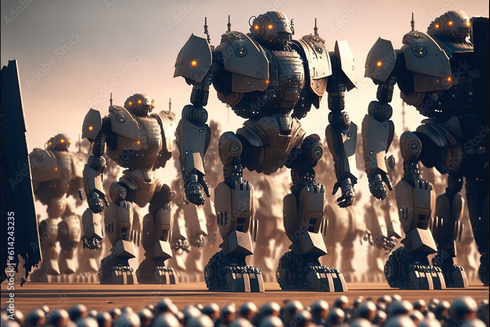Scifi military robot or battlemech of futuristic army with robot ...
