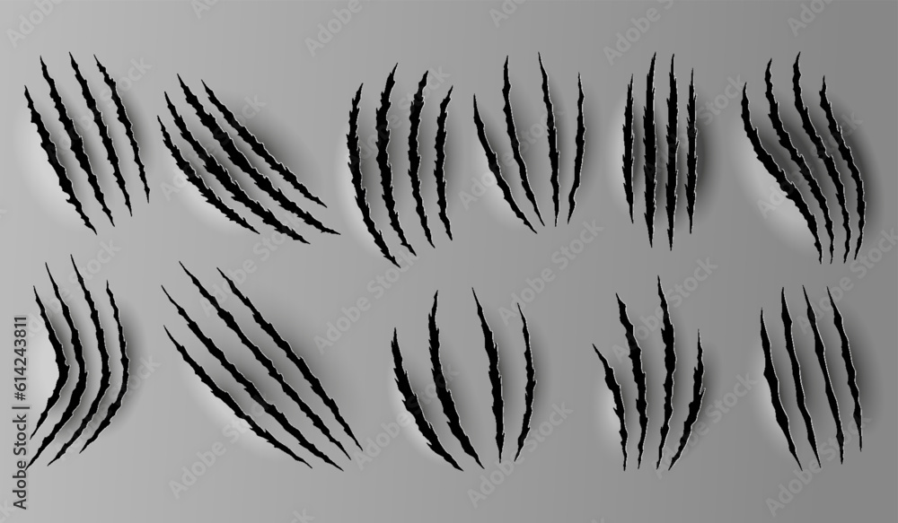 Vetor de Bear or tiger claw marks. Scratches and torn traces of vector ...