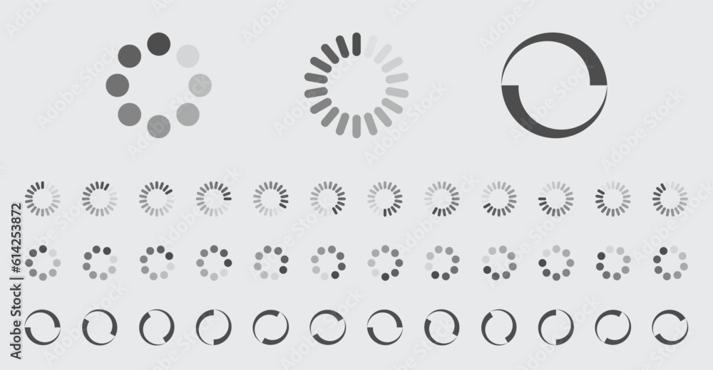 Circular Loading Buffering Icons Vector Set Video Ready for Animation ...