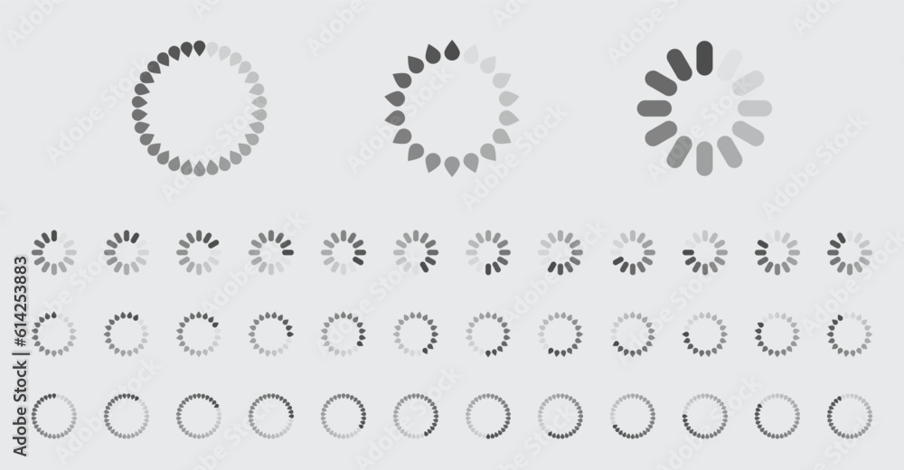 Circular Loading Buffering Icons Vector Set Video Ready for Animation ...