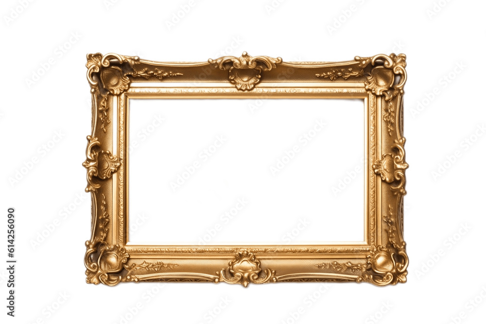 Elegant Gold Photo Frame on Transparent Background. AI Stock ...