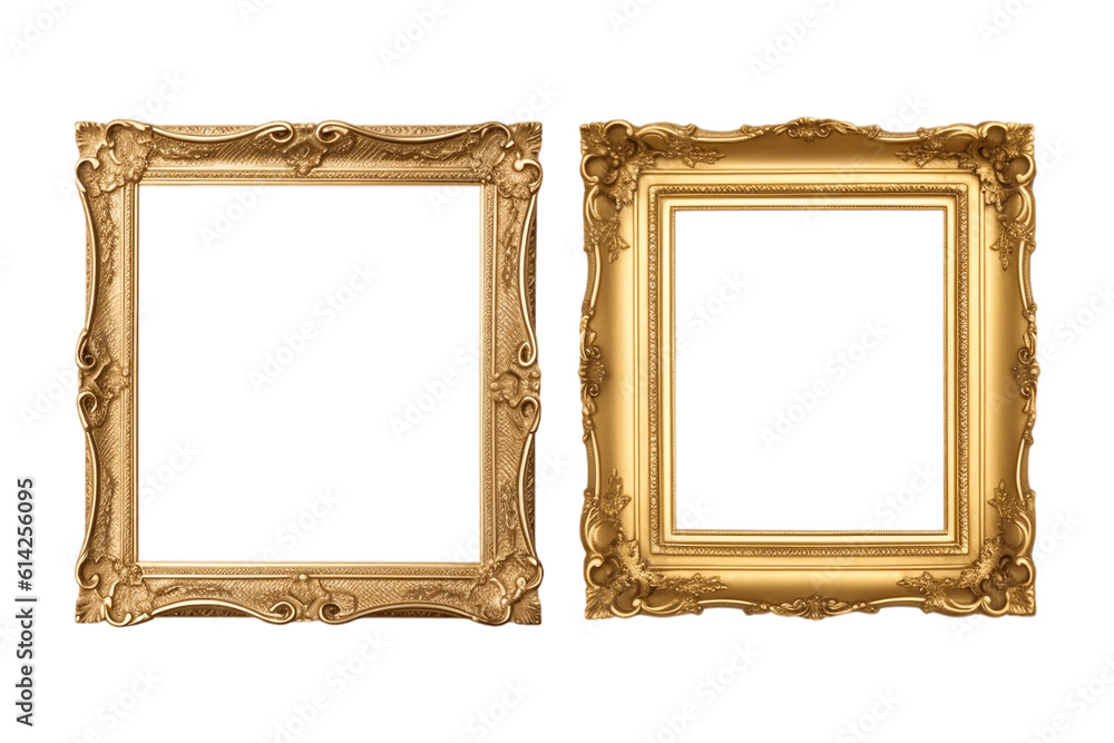 Elegant Gold Photo Frame on Transparent Background. AI Stock ...