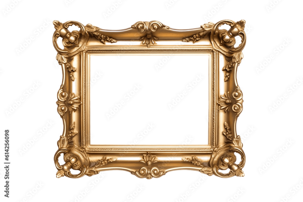 Elegant Gold Photo Frame on Transparent Background. AI Stock ...