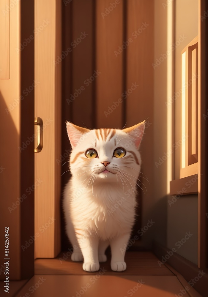 "Captivating Digital Painting: A Cute Smiling Cat Welcomes You Home in ...