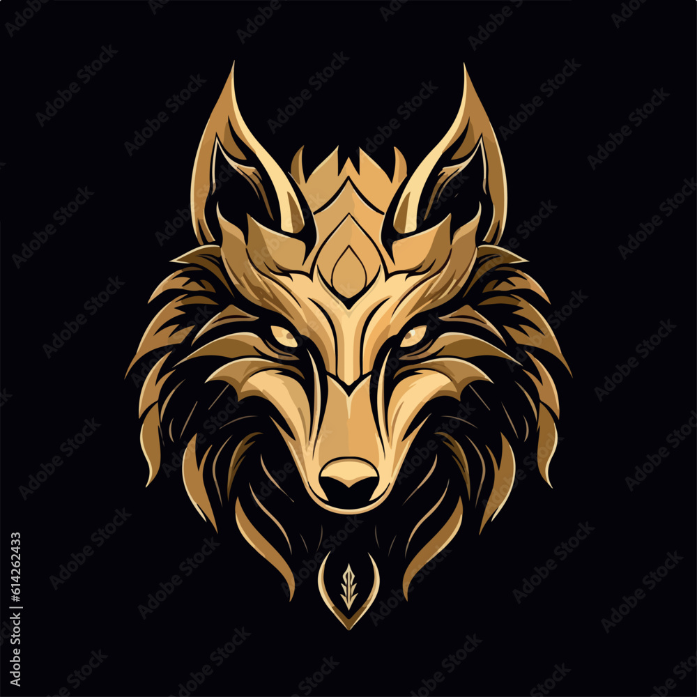 2D wolf illustration in logo, doodle style. Concept, art. Design ...