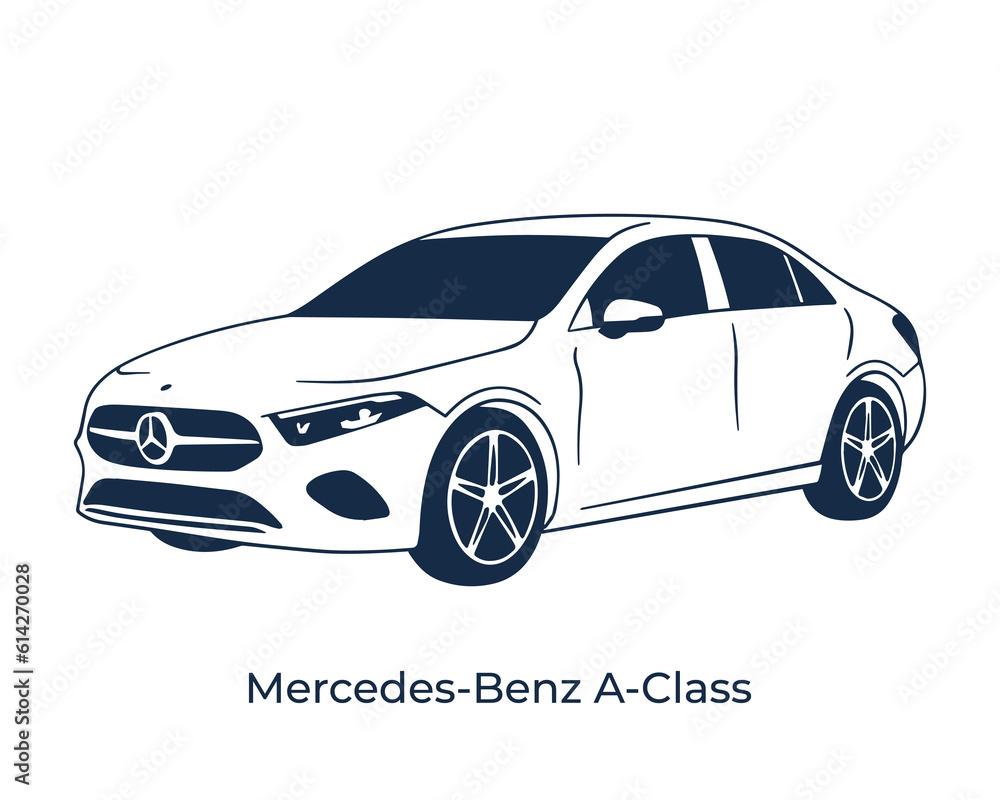 Vector silhouettes, icons of Mercedes brand cars Stock Vector | Adobe Stock