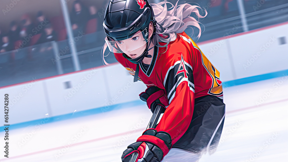Ice hockey player anime art style - Generative AI Stock Illustration ...