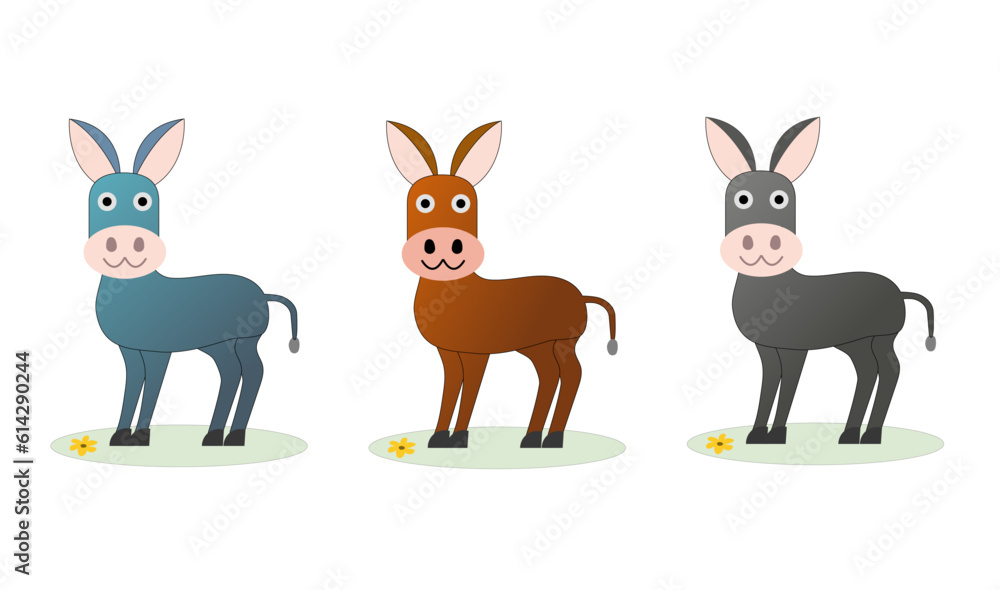 Cute Donkey cartoon illustration - donkey Stock Vector | Adobe Stock