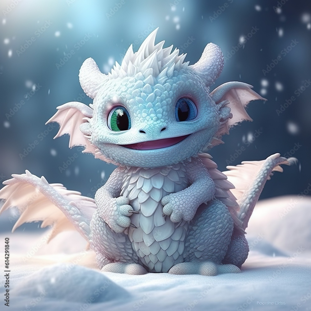 Cute dragons. Fabulous amphibians and reptiles with wings and teeth of ...