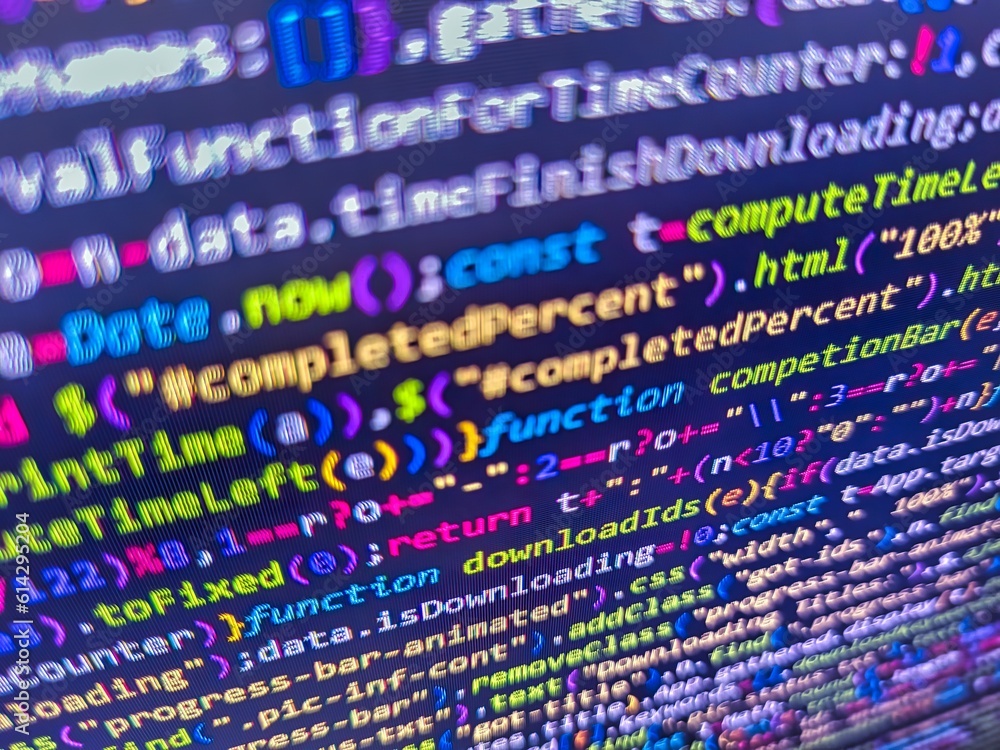 Application Binary Code Software Technology Background Showing Programming Source Code On