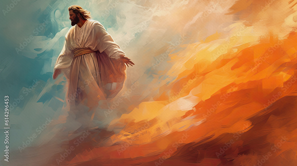 Jesus Christ. Painting illustration, generative ai. Stock Illustration ...