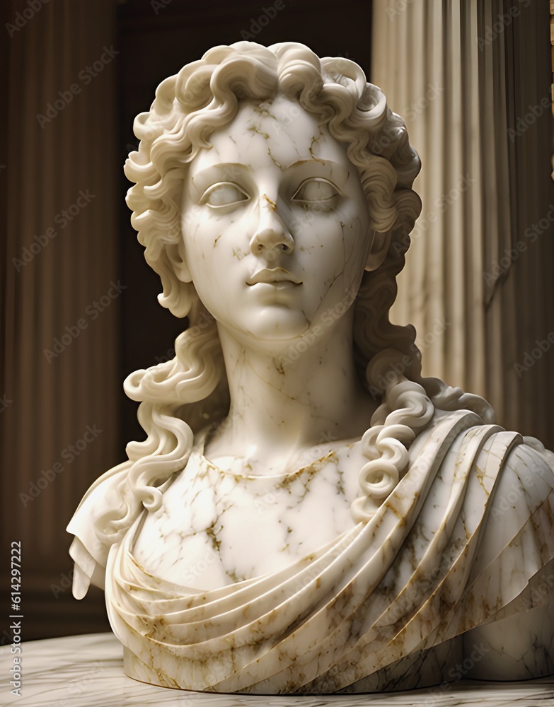Ilustração do Stock: Image of a white marble statue of a young woman ...
